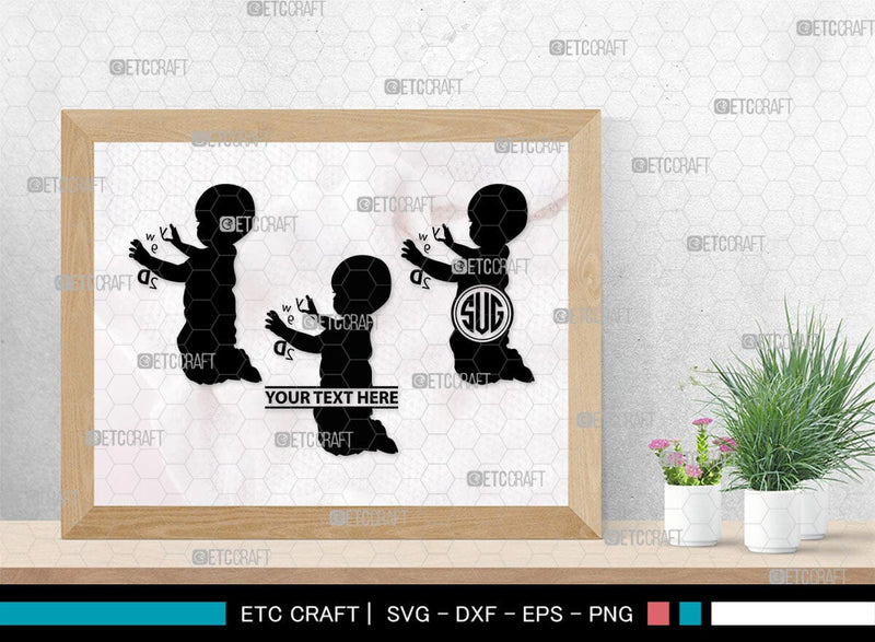 Baby Playing Monogram, Baby Playing Silhouette, Baby Playing SVG, Kids ...