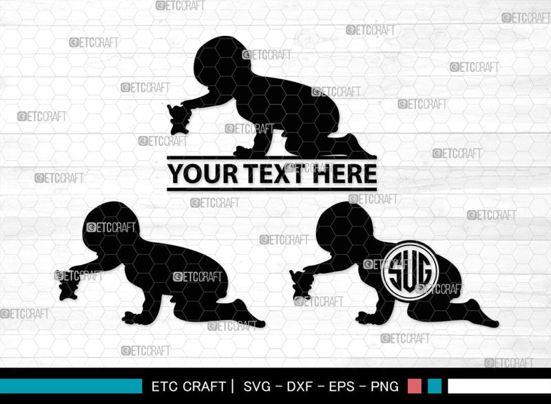 Baby Playing Monogram, Baby Playing Silhouette, Baby Playing SVG, Kids ...