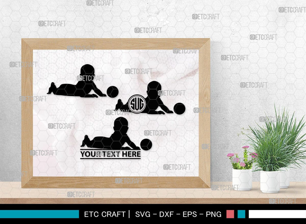 Baby Playing Monogram, Baby Playing Silhouette, Baby Playing SVG, Kids ...