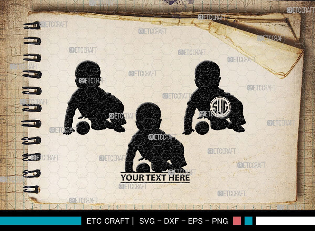 Baby Playing Monogram, Baby Playing Silhouette, Baby Playing SVG, Kids ...