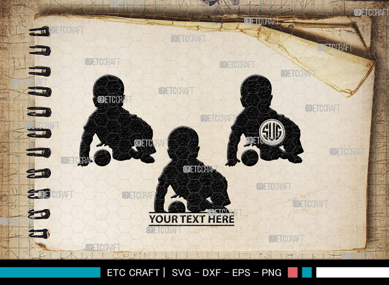 Baby Playing Monogram, Baby Playing Silhouette, Baby Playing SVG, Kids ...