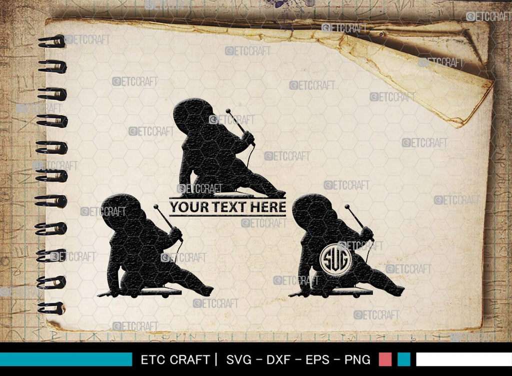 Baby Playing Monogram, Baby Playing Silhouette, Baby Playing SVG, Kids ...