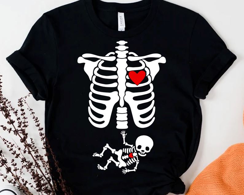 Baby skeleton PNG, Pregnancy skeleton PNG, Halloween Skeleton Designs ...