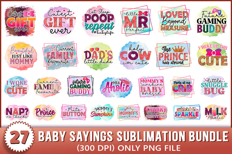 Baby Sublimation Bundle - 27 Designs - So Fontsy