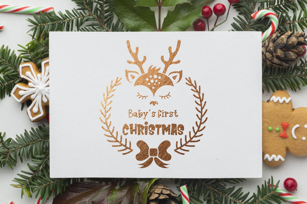 Baby's first christmas svg ornament. My First christmas design. - So Fontsy