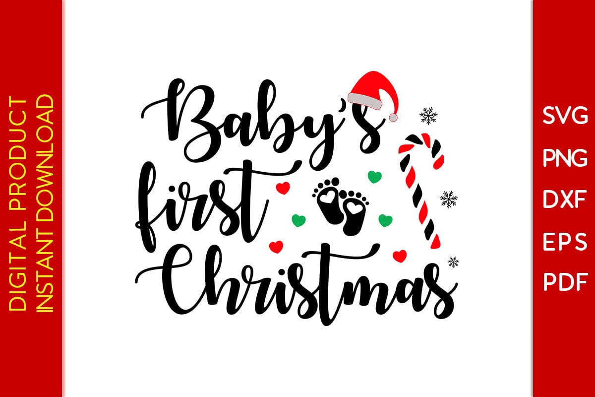 Baby's First Christmas SVG PNG EPS Cut File - So Fontsy