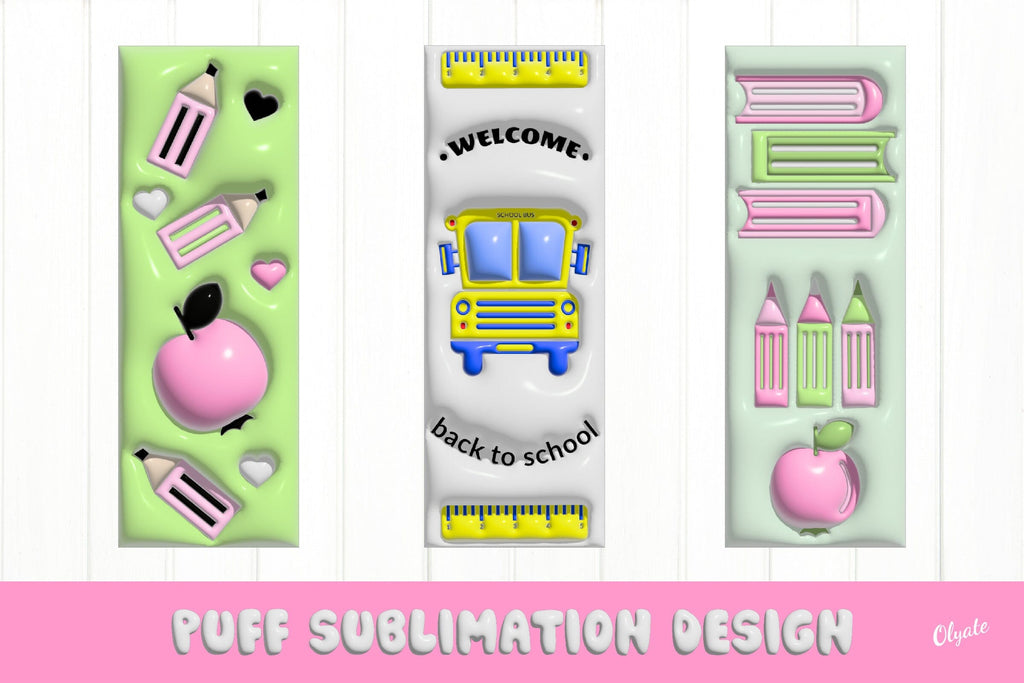 Back to School Bookmarks. 3D Inflated Design - So Fontsy