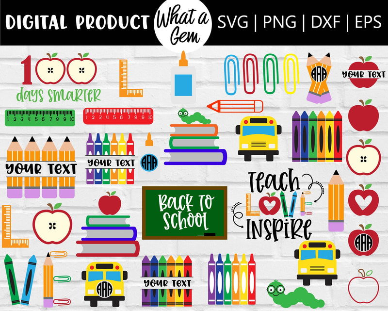 Back to School SVG Bundle | School SVG | Teacher SVG | 100 days of Sch ...