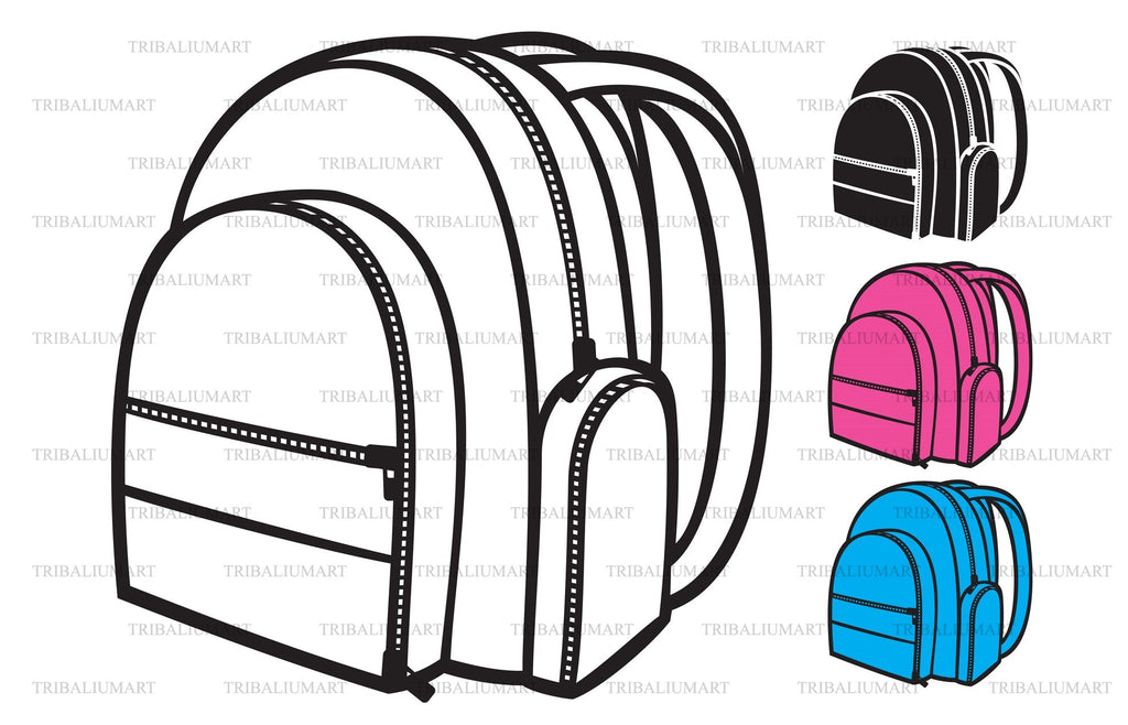 Backpack. Cut files for Cricut. Clip Art (eps, svg, pdf, png, dxf, jpeg ...