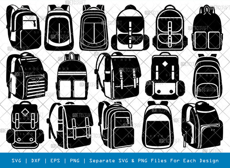 Backpacks SVG Cut Files, Bag Silhouette, Bookbag Svg, School Bag Svg ...