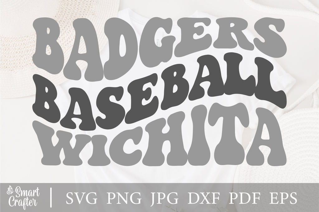 Badgers Baseball wichita svg, wavy style svg, EPS PNG Cricut Instant ...