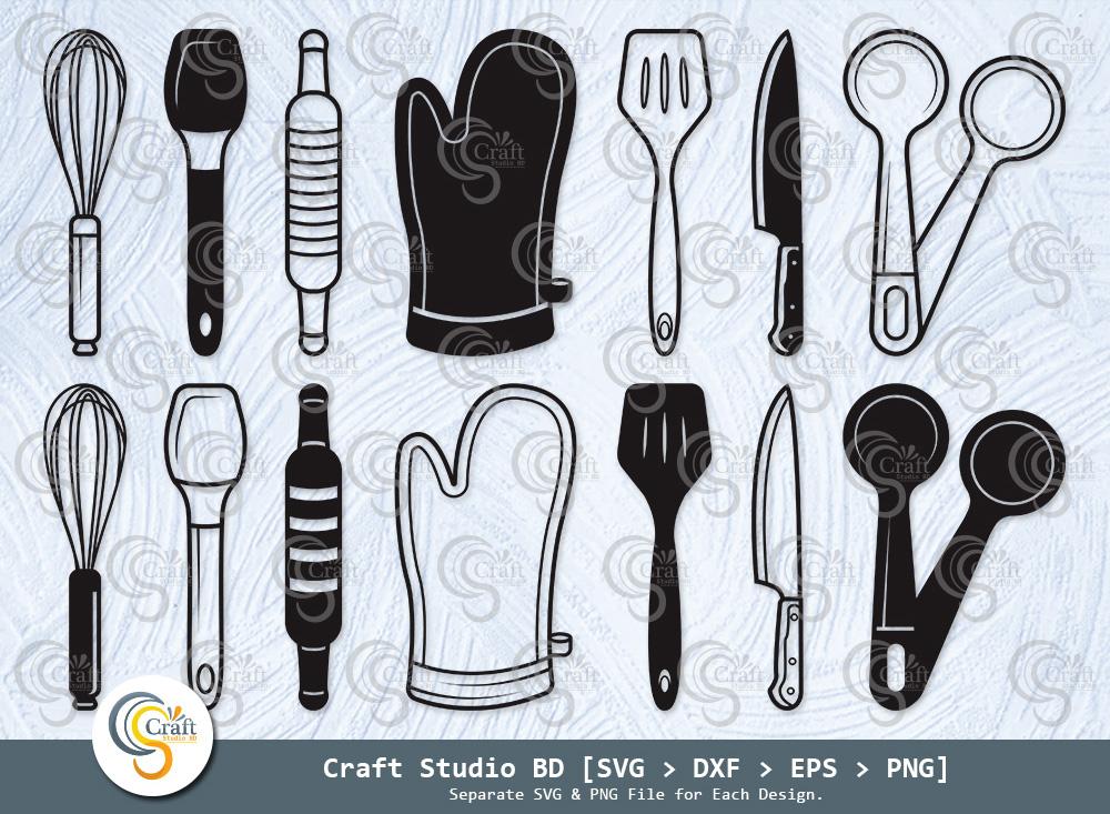 Baking Tools Silhouette, Baking Tools SVG, Baking Utensils Svg, Spoon ...