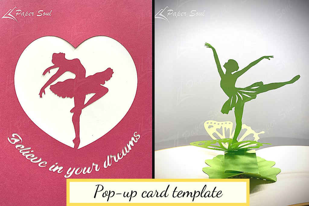 Ballerina pop-up card template | Butterfly and ballerina-svg | pop up card svg file for cricut ...