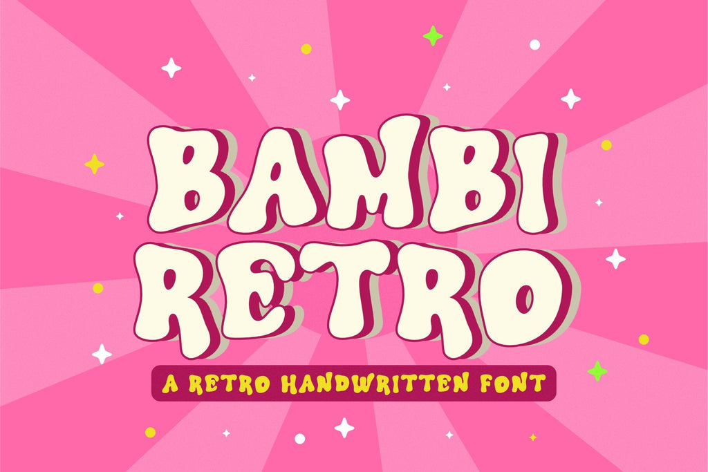 Bambi Retro - Layered Font, Groovy Font, Boho Font - So Fontsy