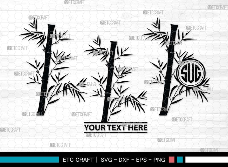 Bamboo Monogram, Bamboo Silhouette, Bamboo SVG, Plant Svg, Bamboo ...