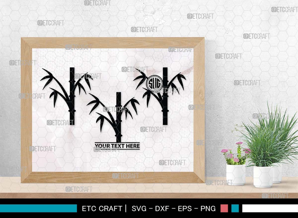 Bamboo Monogram, Bamboo Silhouette, Bamboo SVG, Plant Svg, Bamboo ...