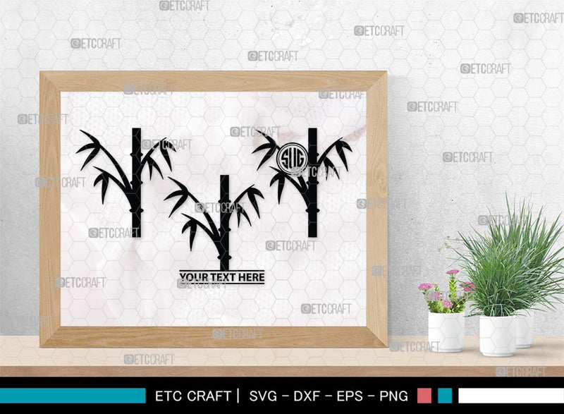 Bamboo Monogram, Bamboo Silhouette, Bamboo SVG, Plant Svg, Bamboo ...