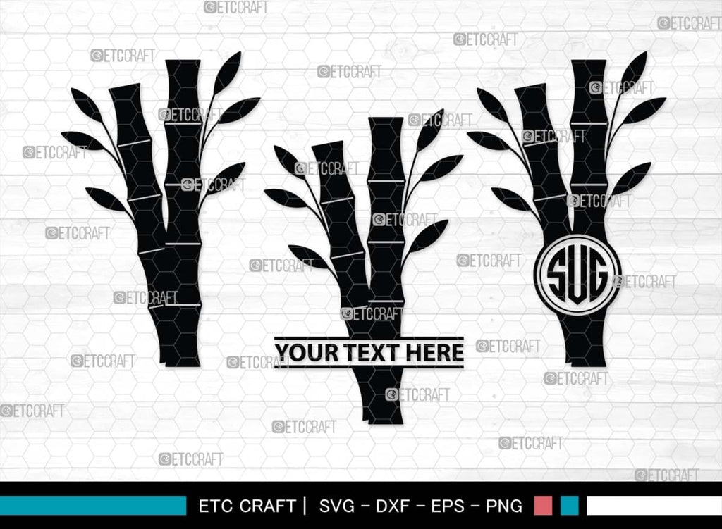 Bamboo Monogram, Bamboo Silhouette, Bamboo SVG, Plant Svg, Bamboo ...