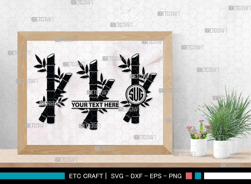 Bamboo Monogram, Bamboo Silhouette, Bamboo SVG, Plant Svg, Bamboo Stic ...