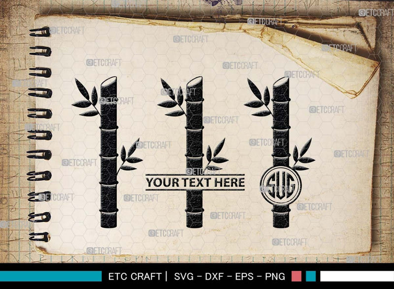 Bamboo Monogram, Bamboo Silhouette, Bamboo SVG, Plant Svg, Bamboo ...