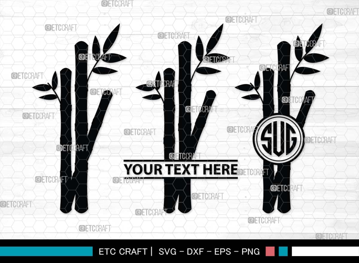 Bamboo Monogram, Bamboo Silhouette, Bamboo SVG, Plant Svg, Bamboo ...