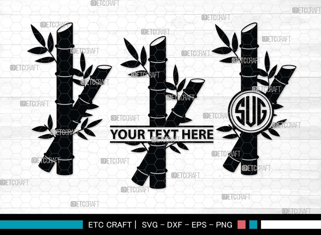 Bamboo Monogram, Bamboo Silhouette, Bamboo SVG, Plant Svg, Bamboo Stic ...
