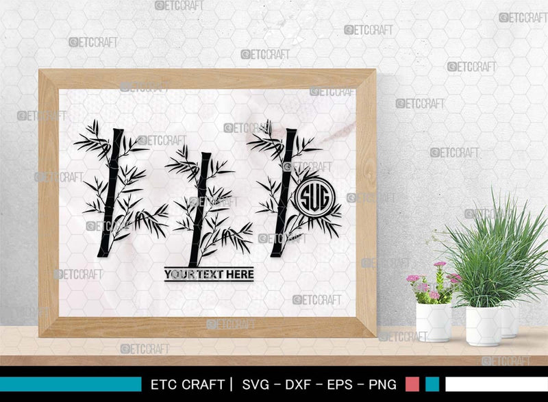 Bamboo Monogram, Bamboo Silhouette, Bamboo SVG, Plant Svg, Bamboo ...
