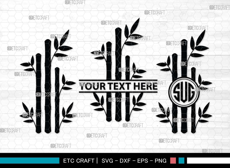 Bamboo Monogram, Bamboo Silhouette, Bamboo SVG, Plant Svg, Bamboo ...