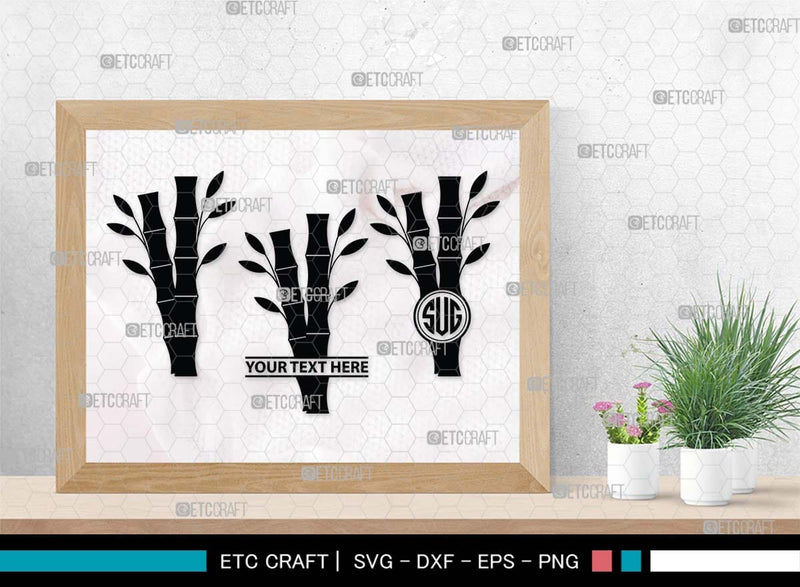 Bamboo Monogram, Bamboo Silhouette, Bamboo SVG, Plant Svg, Bamboo ...