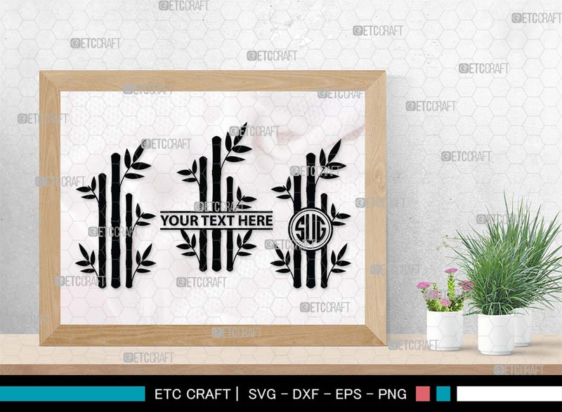 Bamboo Monogram, Bamboo Silhouette, Bamboo SVG, Plant Svg, Bamboo ...