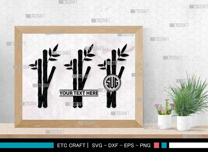 Bamboo Monogram, Bamboo Silhouette, Bamboo SVG, Plant Svg, Bamboo ...