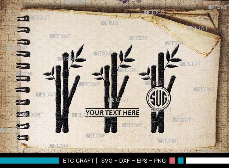 Bamboo Monogram, Bamboo Silhouette, Bamboo SVG, Plant Svg, Bamboo ...