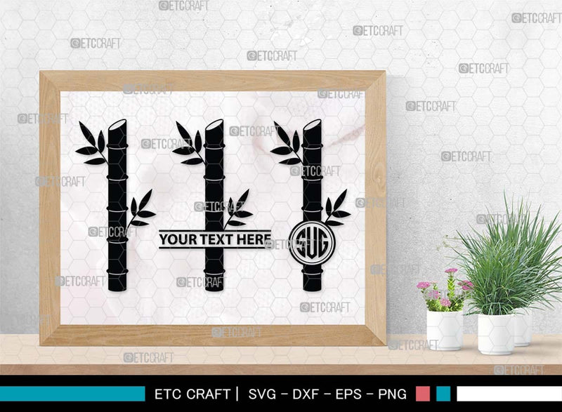 Bamboo Monogram, Bamboo Silhouette, Bamboo SVG, Plant Svg, Bamboo ...