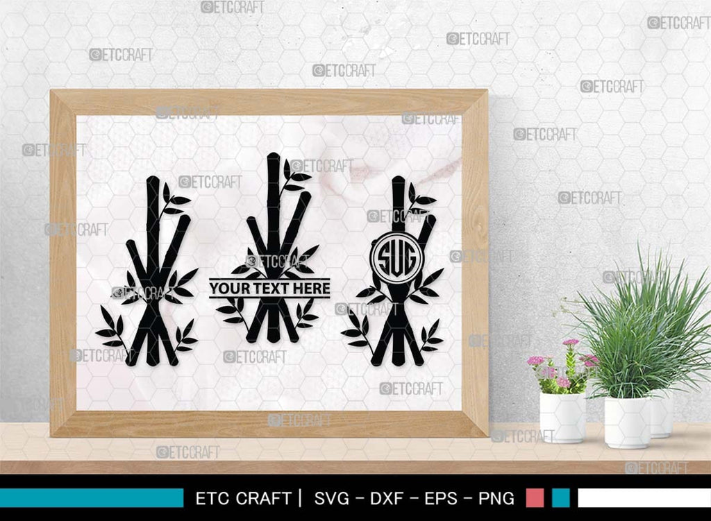 Bamboo Monogram, Bamboo Silhouette, Bamboo SVG, Plant Svg, Bamboo ...