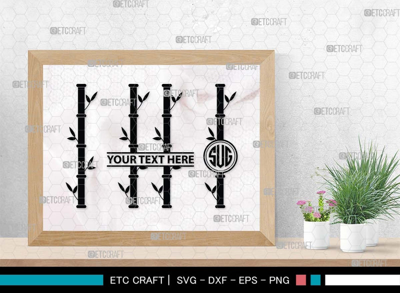 Bamboo Monogram, Bamboo Silhouette, Bamboo SVG, Plant Svg, Bamboo ...