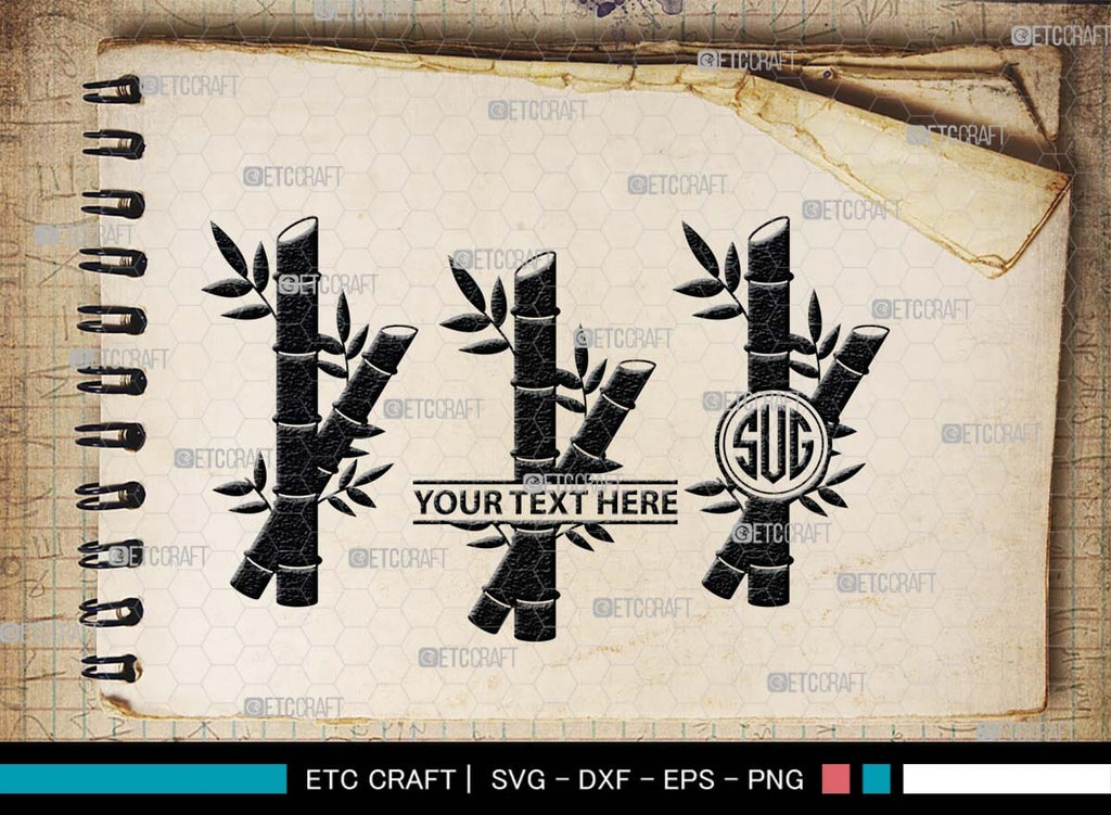 Bamboo Monogram, Bamboo Silhouette, Bamboo SVG, Plant Svg, Bamboo Stic ...