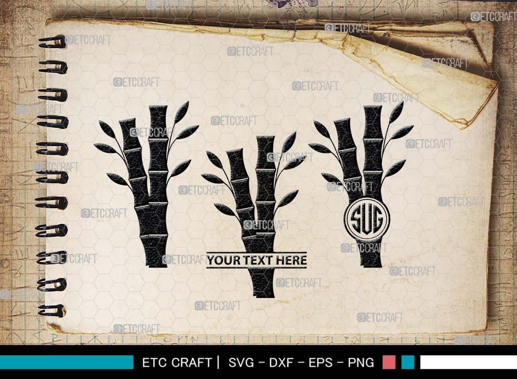 Bamboo Monogram, Bamboo Silhouette, Bamboo SVG, Plant Svg, Bamboo ...