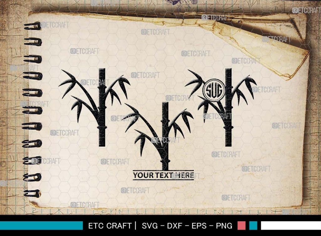 Bamboo Monogram, Bamboo Silhouette, Bamboo SVG, Plant Svg, Bamboo ...