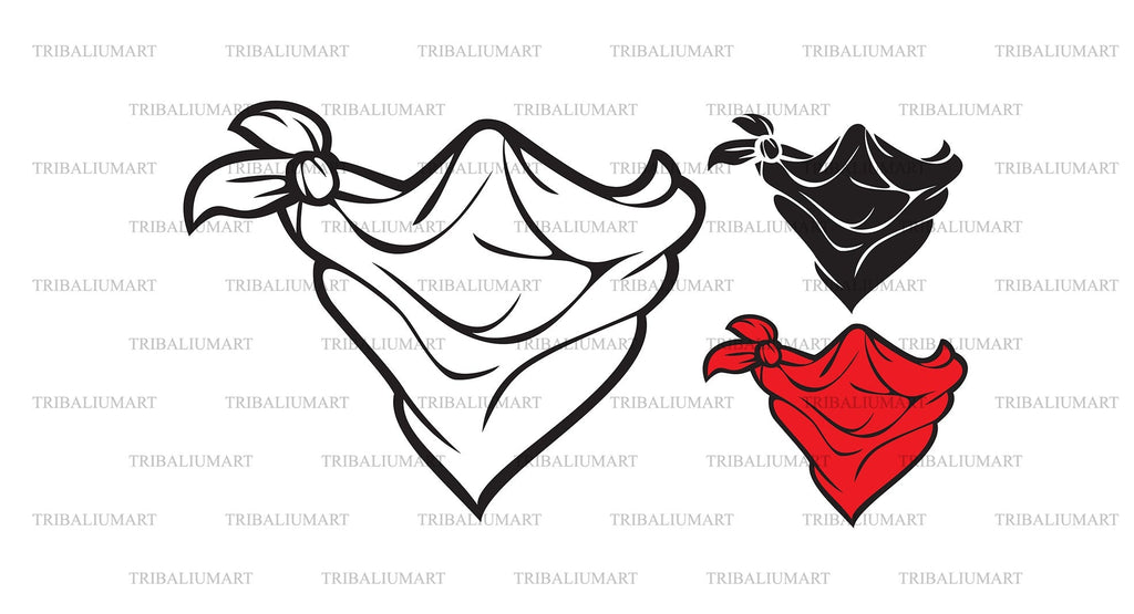 Bandana. Cut files for Cricut. Clip Art silhouettes (eps, svg, pdf, png ...