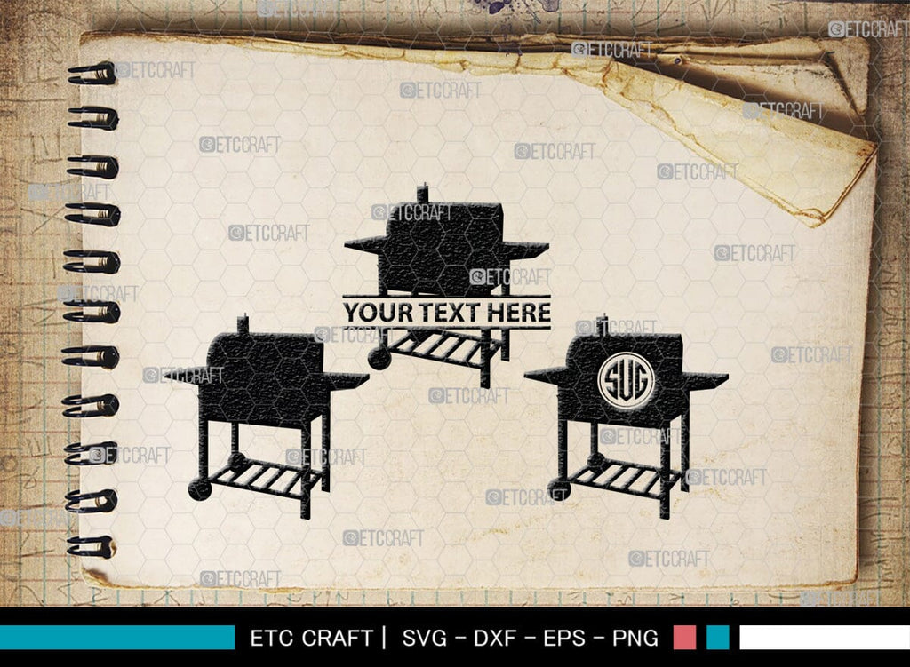 Barbecue Monogram, Barbecue Silhouette, Barbecue SVG, Bbq Svg, Grilled ...