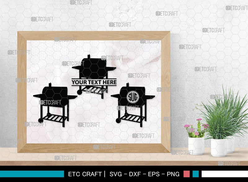 Barbecue Monogram, Barbecue Silhouette, Barbecue SVG, Bbq Svg, Grilled ...