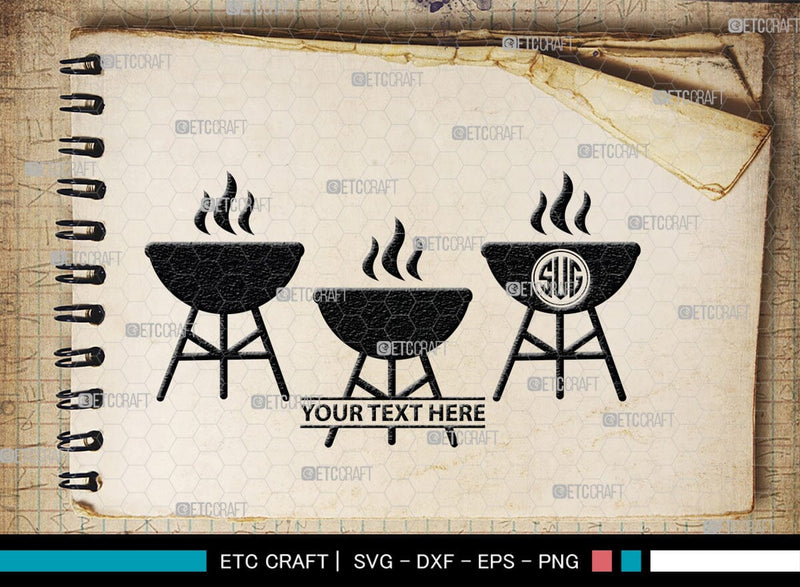 Barbecue Monogram, Barbecue Silhouette, Barbecue SVG, Bbq Svg, Grilled ...