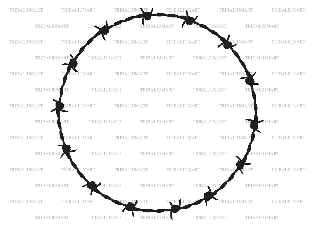 Barbed Wire Round Frame. Cut files for Cricut. Clip Art silhouettes ...