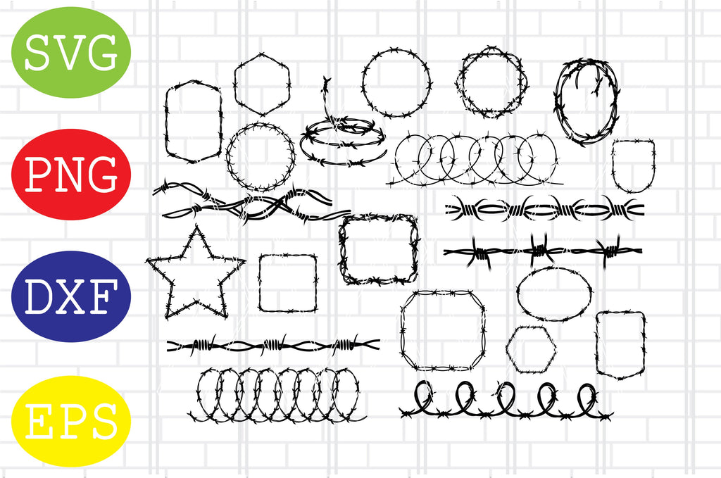 Barbed Wire SVG Bundle, Barbed Wire Clipart, Barbed Wire DXF, Barbed ...