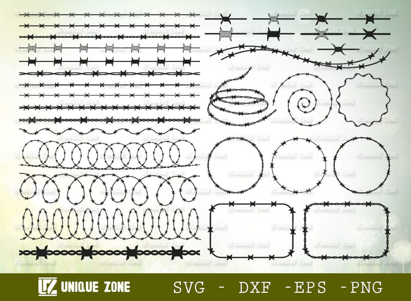Barbed Wire SVG Bundle, Barbed Wire Frame Silhouette, Barb Wire Svg ...