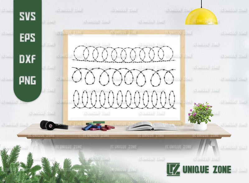 Barbed Wire SVG Bundle, Barbed Wire Frame Silhouette, Barb Wire Svg ...
