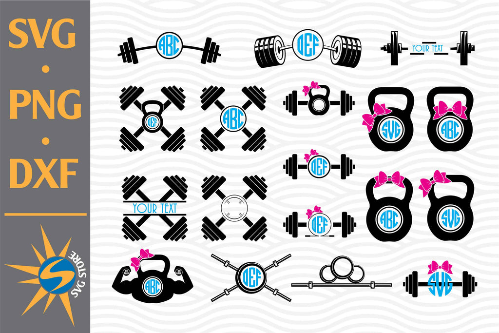 Barbell Monogram SVG, PNG, DXF Digital Files Include - So Fontsy