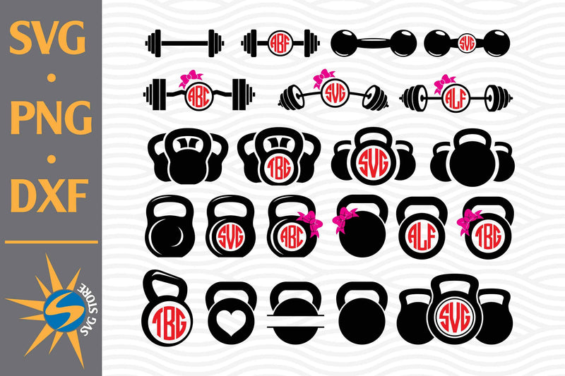 Barbell Monogram SVG, PNG, DXF Digital Files Include - So Fontsy
