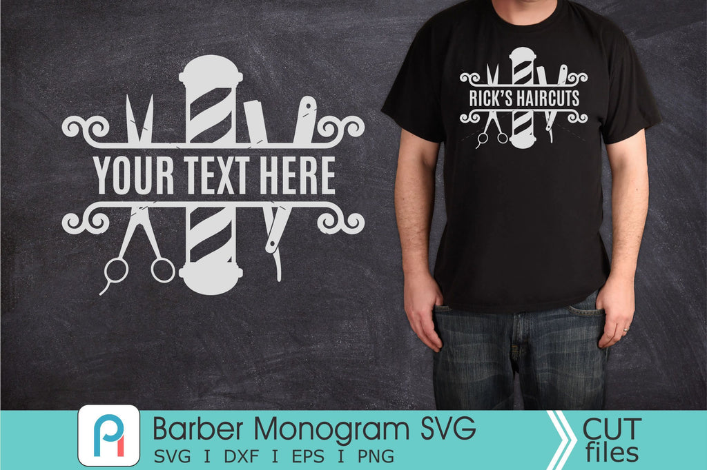 Barber Monogram Svg, Barber Svg, Barber Clip Art, Barber Dxf - So Fontsy