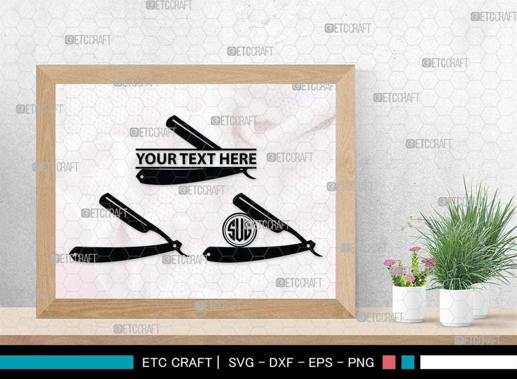 Barber Tool Monogram, Barber Tool Silhouette, Barber Tool SVG, Razor ...